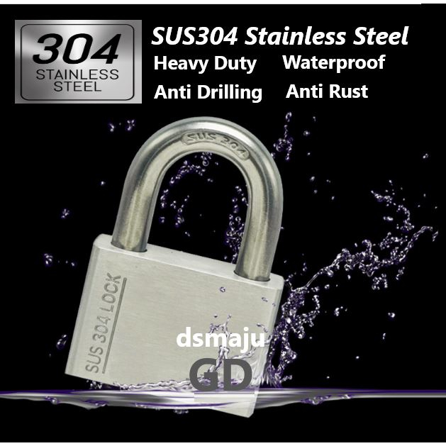 SUS 304 Stainless Steel Padlock Heavy Duty Safety Pad lock SUS304 Steel ...