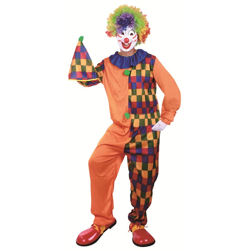 Adult Circus clown Costume Halloween Fancy Clown Men Colorful Carnival ...