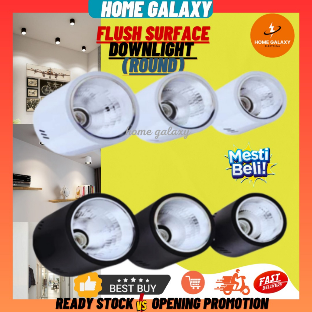 Lampu Siling E27 Flush Mounted Surface Downlight Round 4'' 6'' 8 ...