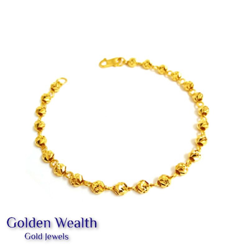 916 Gold Beads Bracelet Gelang Tangan Boba Emas 916 黄金精巧元珠手链🌈. | Shopee ...