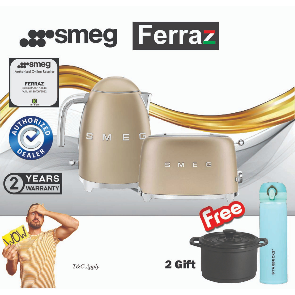 SMEG TSF01CHM Toaster 50's Style Matt Gold | Shopee Malaysia