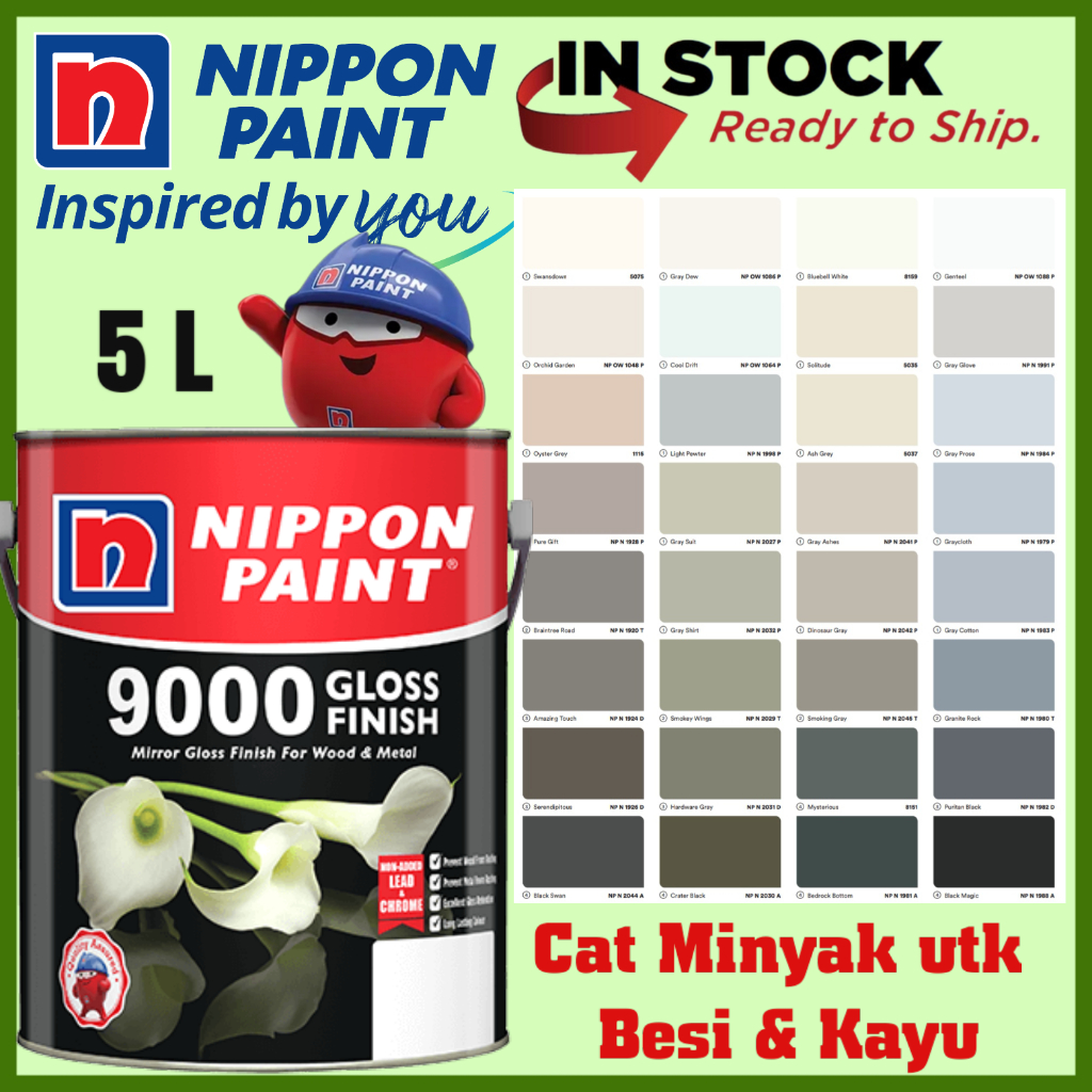 SINAR NIPPON 9000 GLOSS FINISH 5L WOOD DOOR & METAL GATE GLOSSY PAINT ...