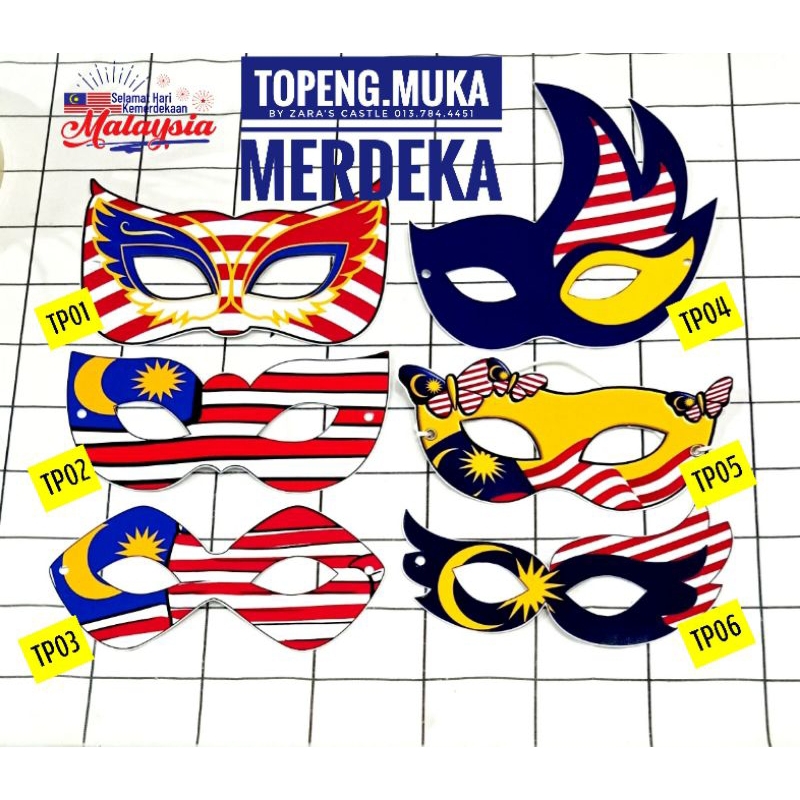Topeng Muka Merdeka (3pcs/set, boleh mix, sila chat pilihan anda ...