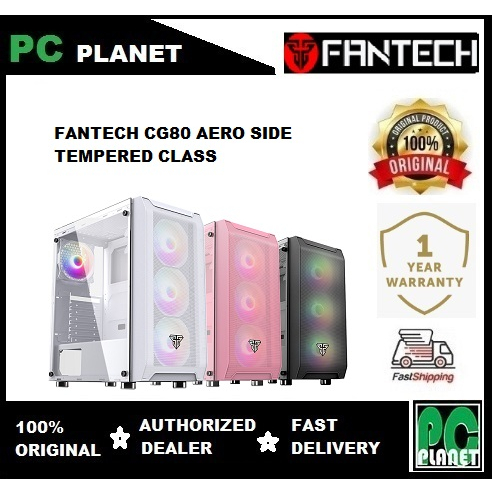 Fantech CG80 Aero Middle Tower Case Tempered Glass 4 Fans Included ...
