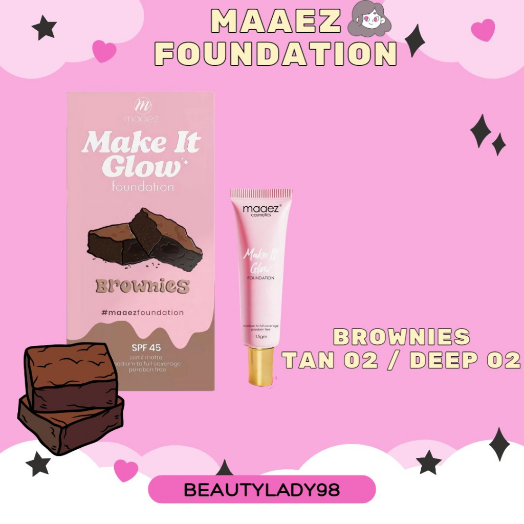 MAAEZ FOUNDATION 15GM SNOW/HONEY/CAREMAL/TRUFFLE/BROWNIES/WOOPIE PIE💄 ...