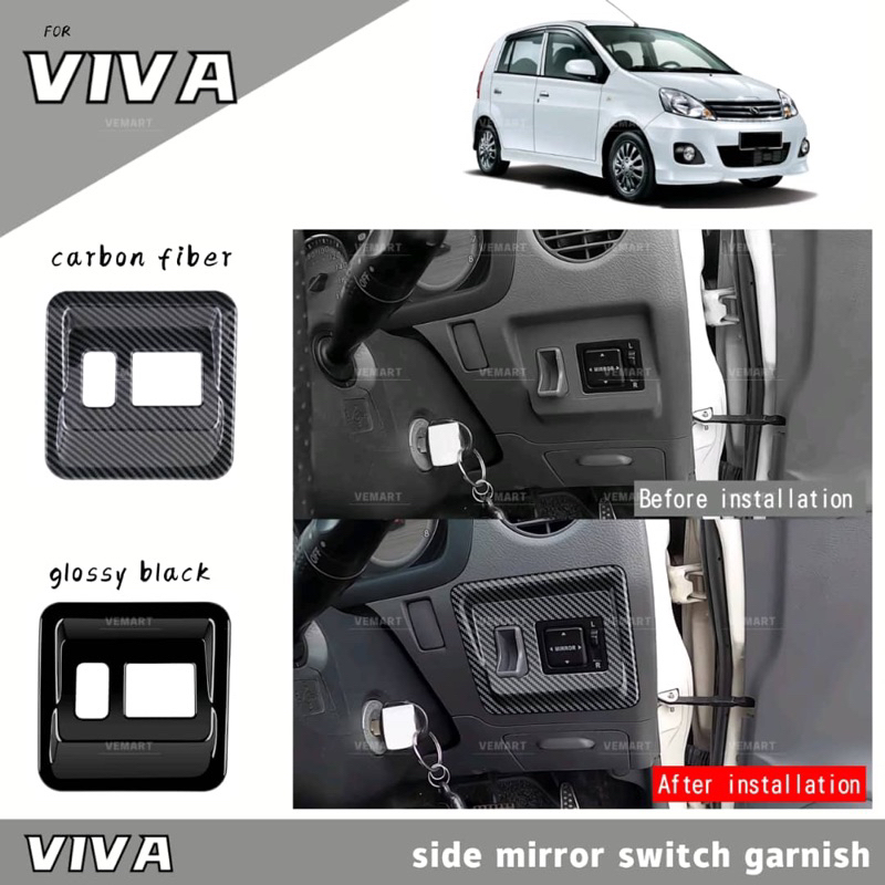 Vemart perodua viva carbon fiber multifunction switch frame garnish ...