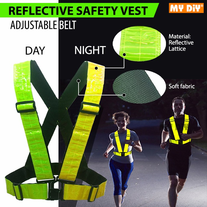 MYDIYHOMEDEPOT - Adjustable Reflective Safety Belt Vest Fluorescent ...