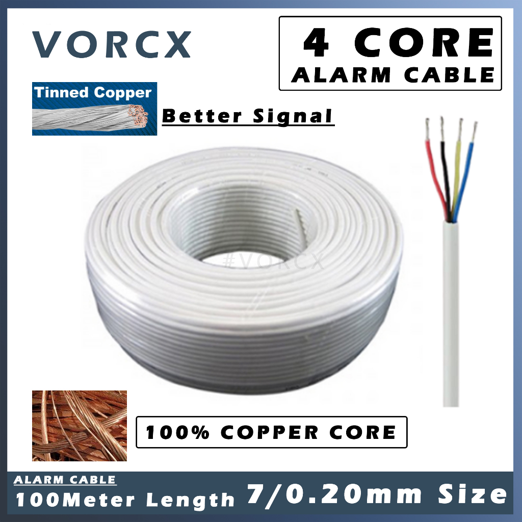 Alarm Cable Tinned 100% Copper 4 Core 7/0.20mm 100m Better Signal ...