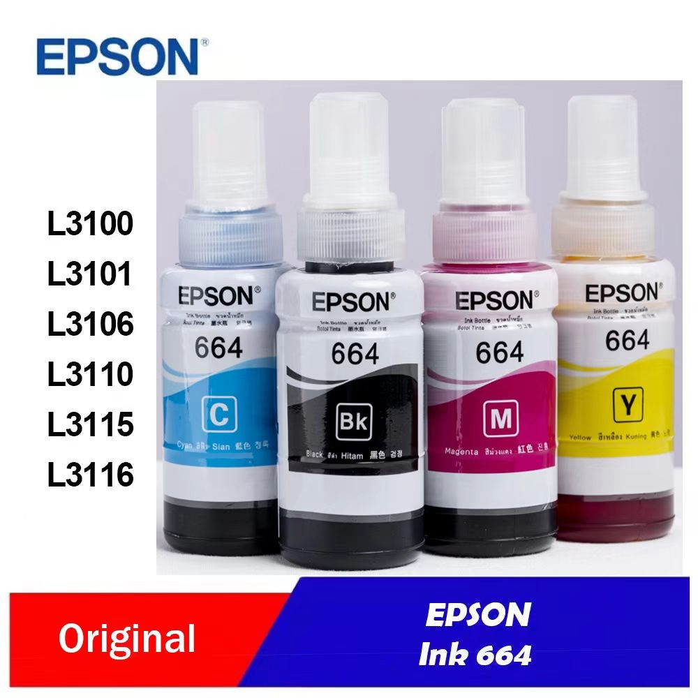 Epson Ink CMYK 664 T664 Bulk Pack L120 / L220 / L360 / L365 / L565 | Shopee Malaysia