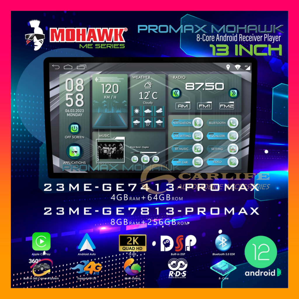 Mohawk Pro Max Series 13" 4GB+64GB / 8GB+256GB Top Model Android Player | Shopee Malaysia