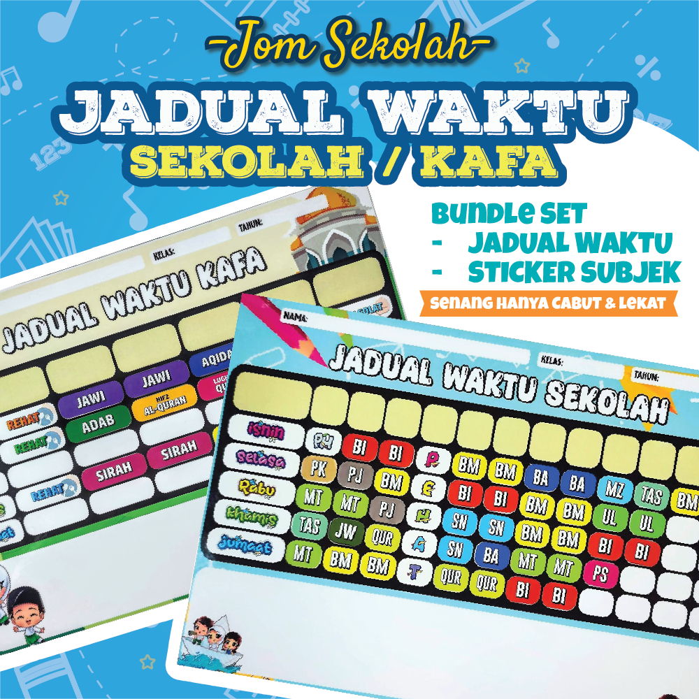 A4 SIZE JADUAL WAKTU KELAS SEKOLAH | KAFA DENGAN STICKER | Shopee Malaysia
