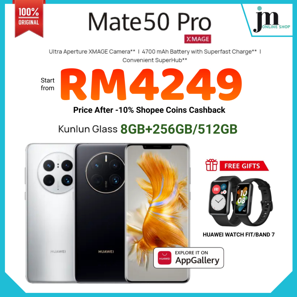 HUAWEI Mate 50 Pro KUNLUN GLASS [8GB RAM + 512GB ROM] | Ultra Aperture XMAGE Camera | 4700 mAh ...