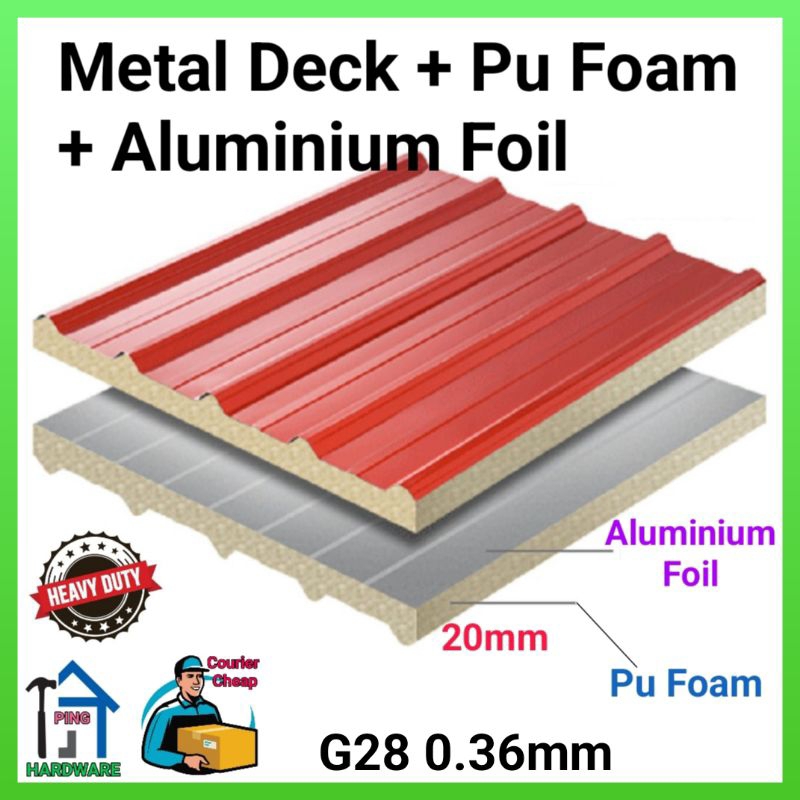 (4hari Ship)Pu Foam+Aluminium Foil+Metal Deck G28 0.36mm(3in1) | Shopee ...