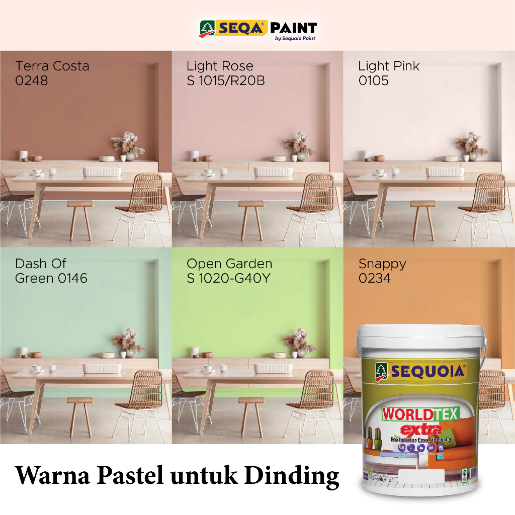 Cat Dalam Warna Pastel 📌 5L Seqa Worldtex 💢 Cat Dalam / Emulsion Paint ...