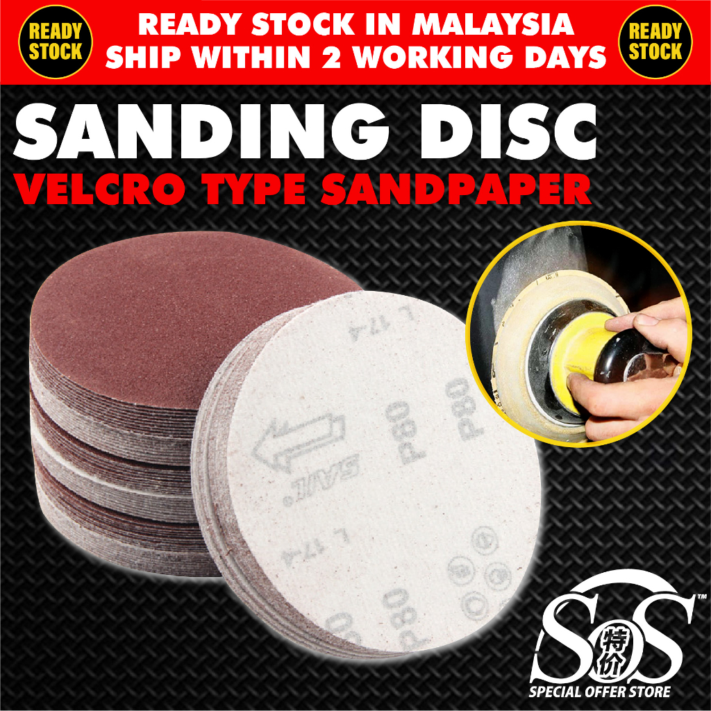 [3/4/5 Inch Kertas Pasir Bulat] Sandpaper P60–2000 Kasar Halus Red ...