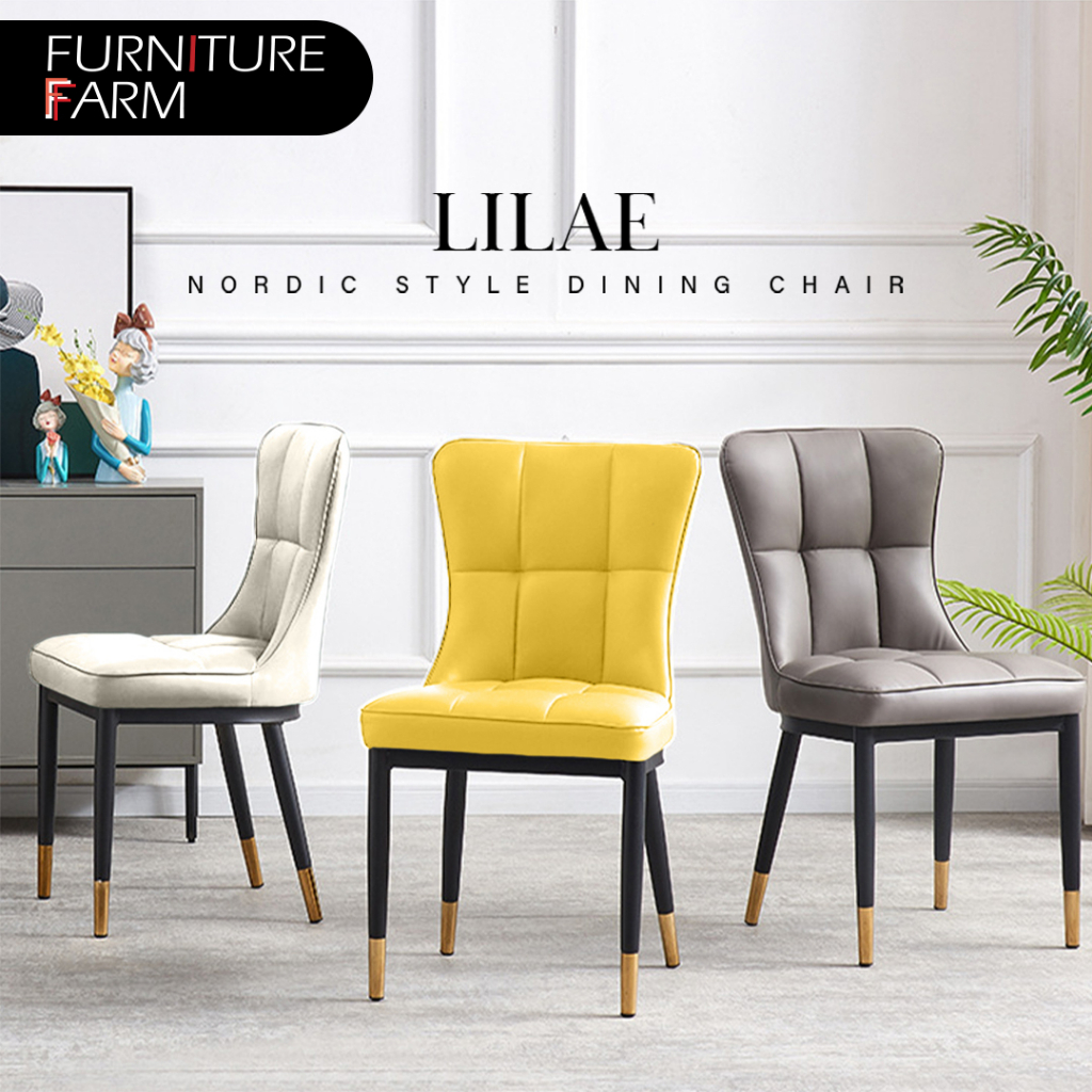 F&F :Lilae Nordic Style Dining Chair / Leather Chair / Living Room ...
