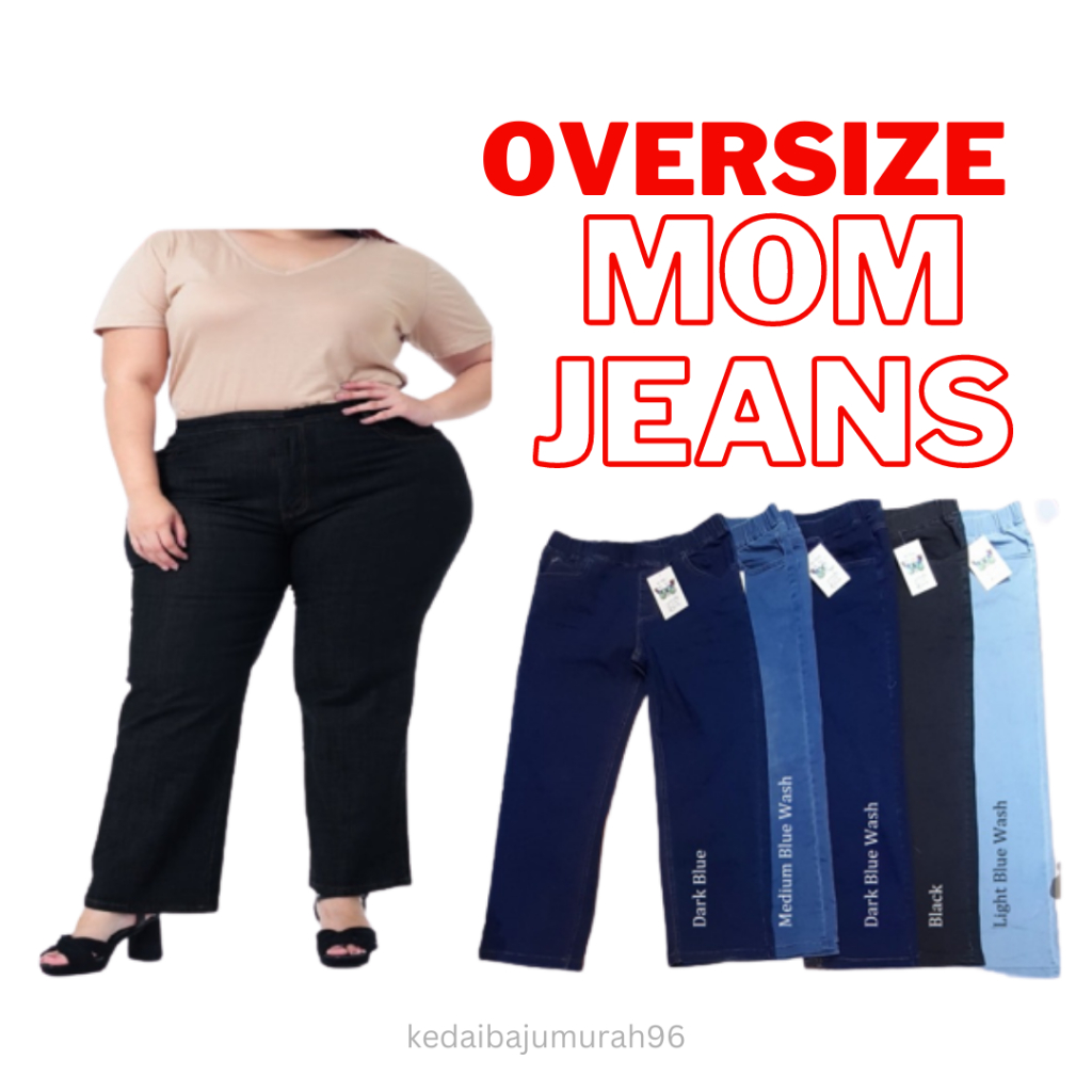 (2XL-5XL)Straight Cut Jeans Women Plus Size Mom Denim Pants High Waist ...