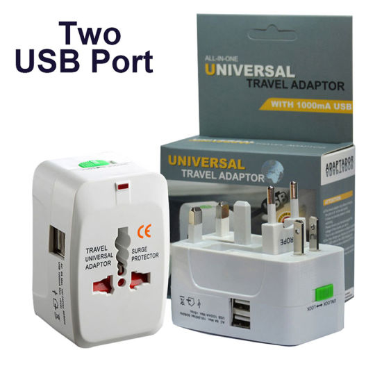 Universal Adaptor with 2 USB Port USB Charger Adapter Socket/ USB ...