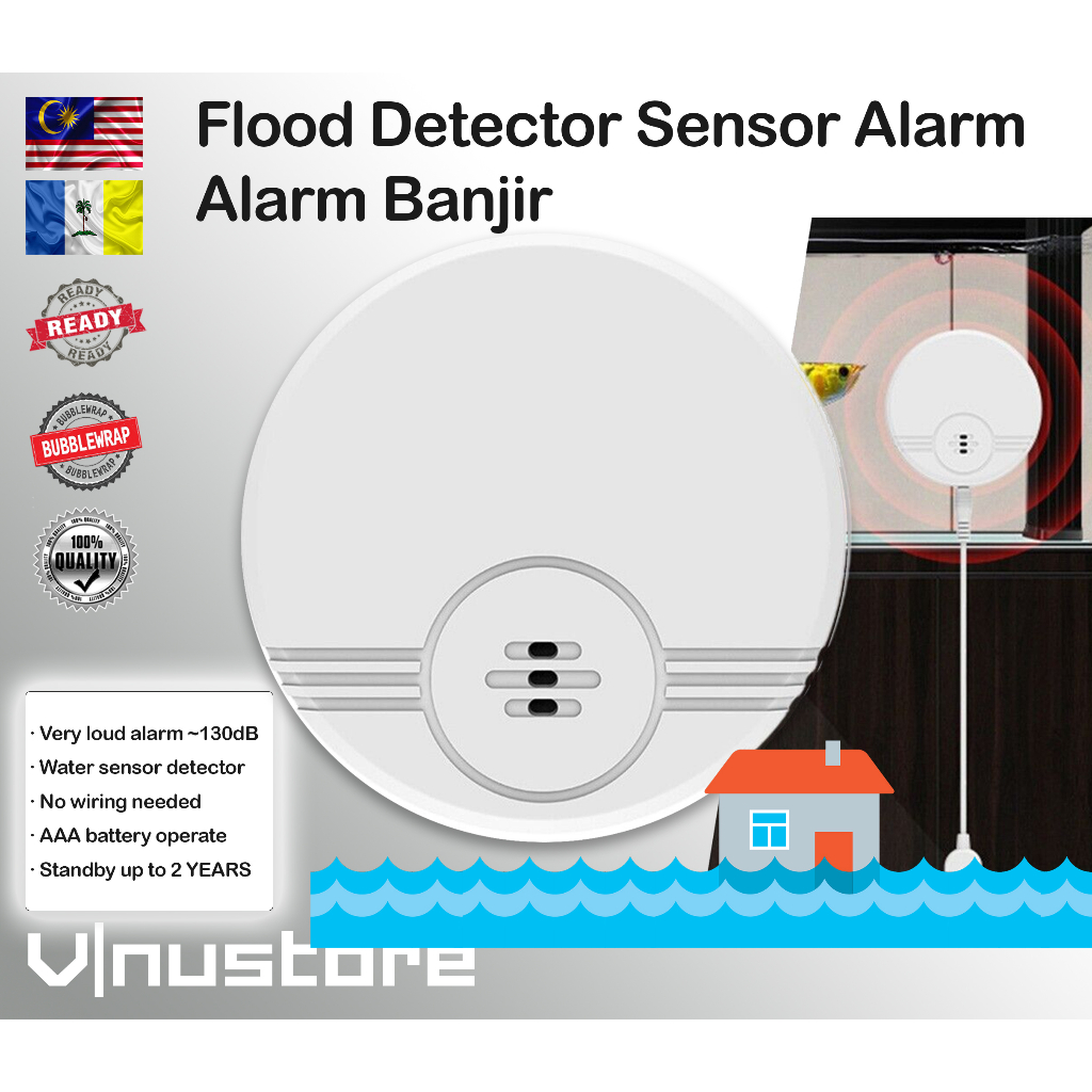 Flood Detector Water Sensor Alarm | Alarm Banjir | Water Leaking Alarm ...