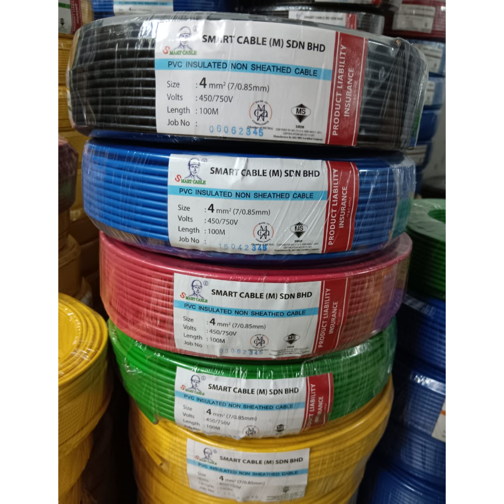 SMART PVC Insulated Cable 4MM PVC CABLE WITH SIRIM APPROVED ( MAX 3 Rolls PER Order) | Shopee ...