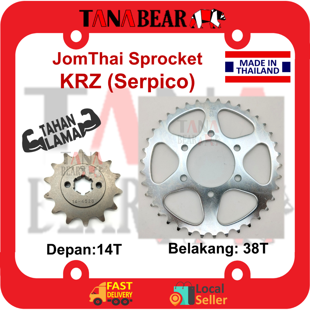 JOMTHAI ASAHI KRZ Sprocket Depan(14T)/Belakang(38T), Kawasaki Front ...