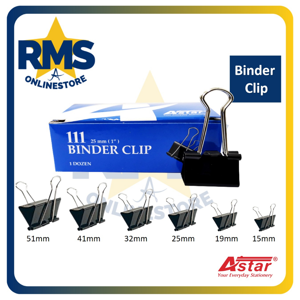 ASTAR Binder Clip 15mm / 19mm / 25mm / 32mm / 41mm / 51mm | Shopee Malaysia