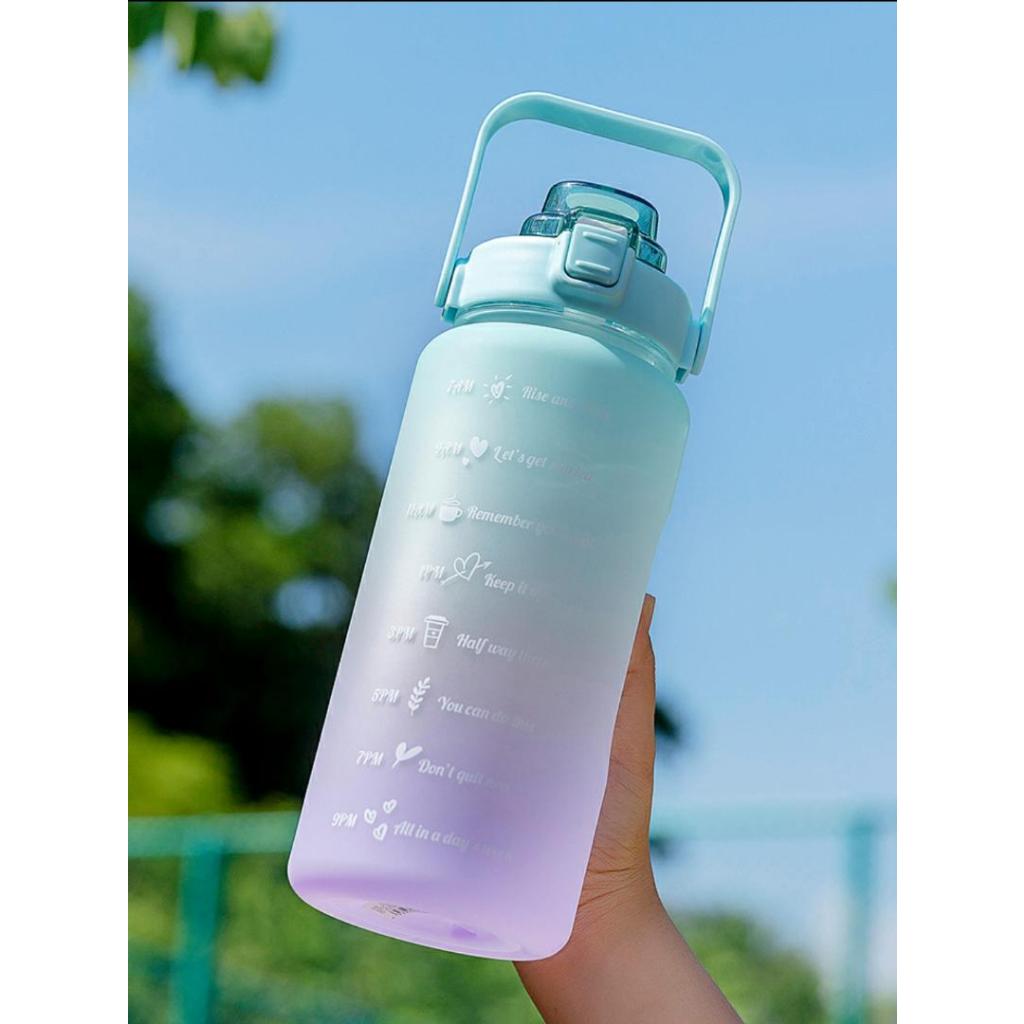 Ready stock!! 2000ml water bottle with handle and straw- Time markings ...