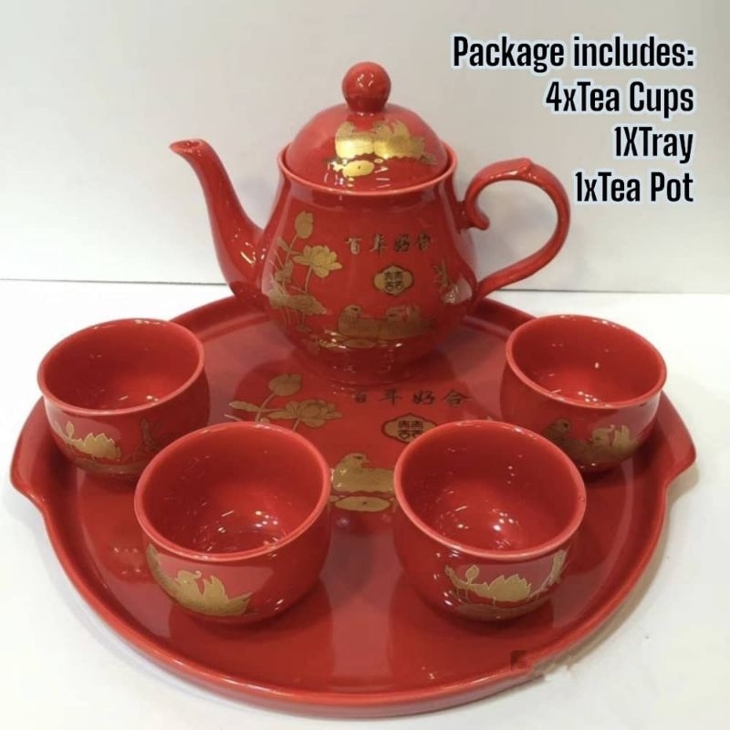 Chinese Wedding Tea Set Yuan Yang Tea Pot Set Mandarin Ducks 结婚喜庆 陶瓷 鸳鸯 ...