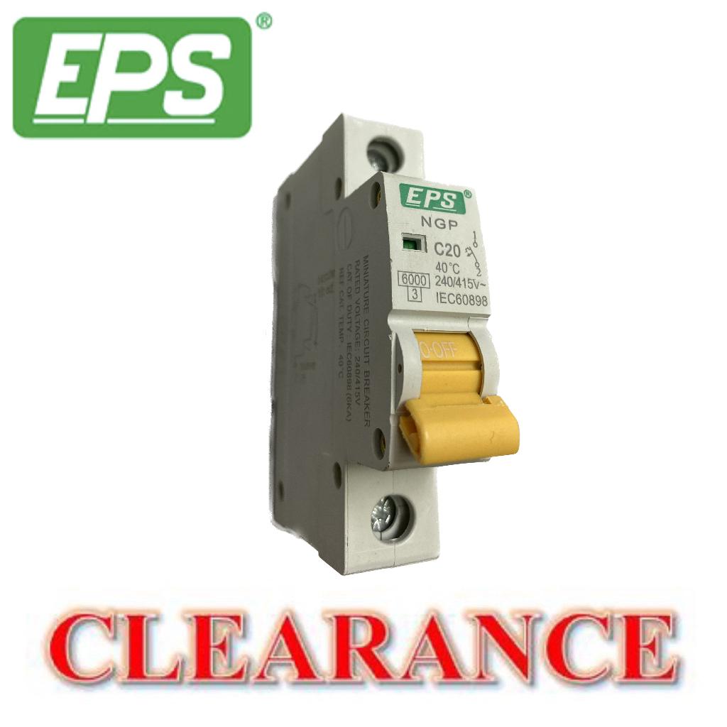EPS NGP C20 MINIATURE CIRCUIT BREAKER 1P 240/415V~ 6kA IEC60898 ...