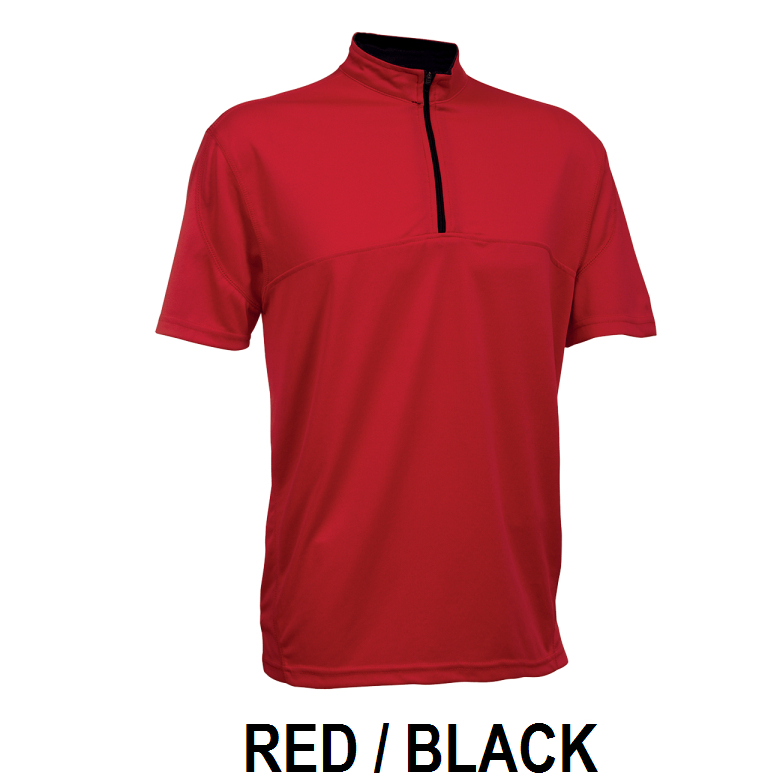 【Premium】- QD18 Unisex Microfiber Mock Neck with Zip Jersey - BLACK/RED ...