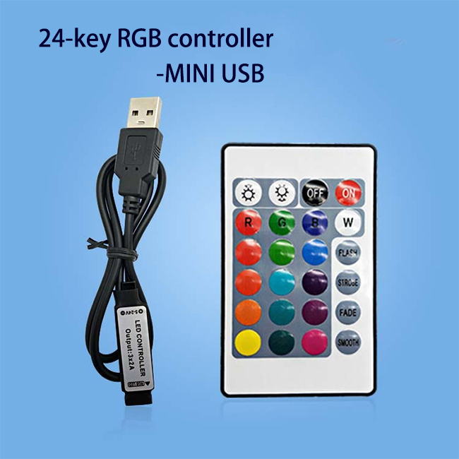 (Max 2M strips only) 5V 24 Key IR RGB Remote Control For SMD3528/5050 ...