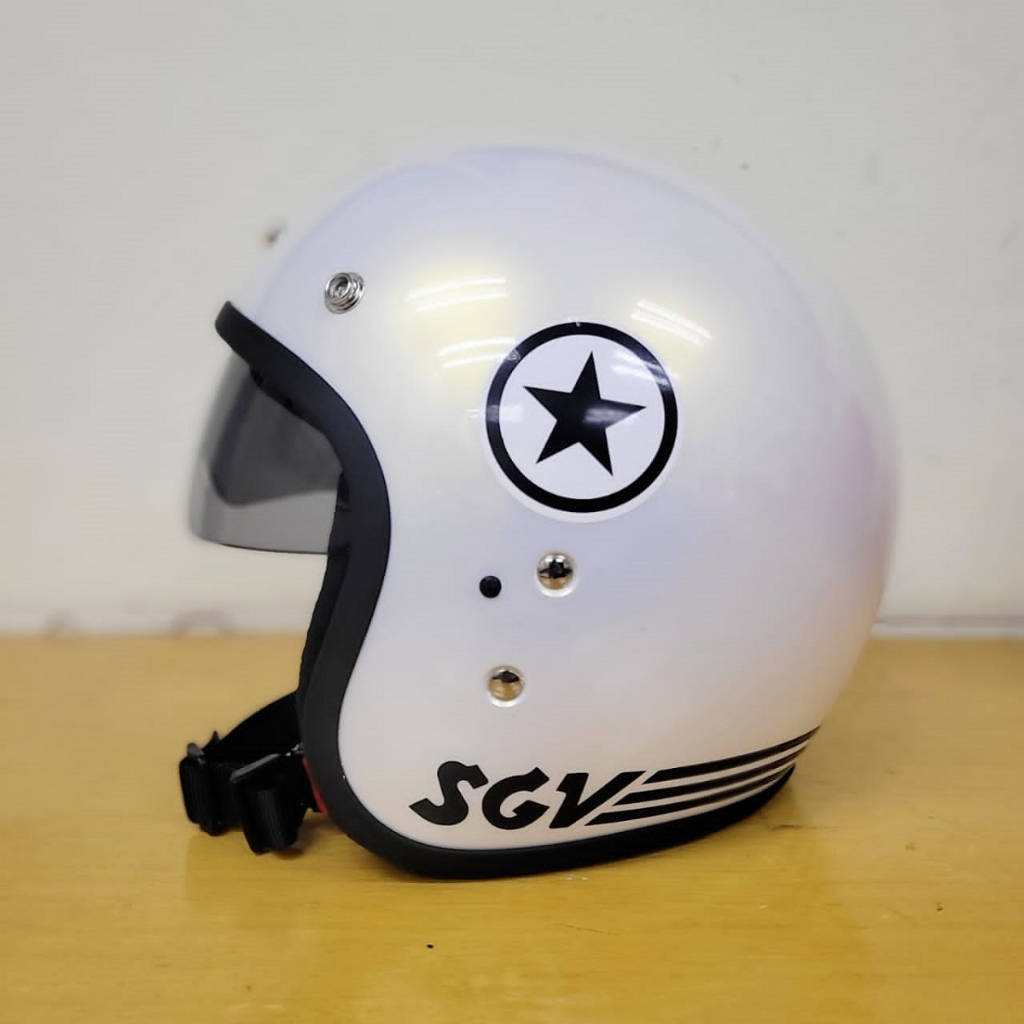 SGV STAR OPEN FACE DOUBLE VISOR HELMET 3 BUTTON HELMET (WITH SUN GLASS ...