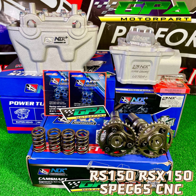 NLK PERFORMANCE TOP COMBO SET SPEC 65 RS150 RSX150 SUPERHEAD V5 CAMSHAFT N3+ BLOCK V2 65MM SUPER ...