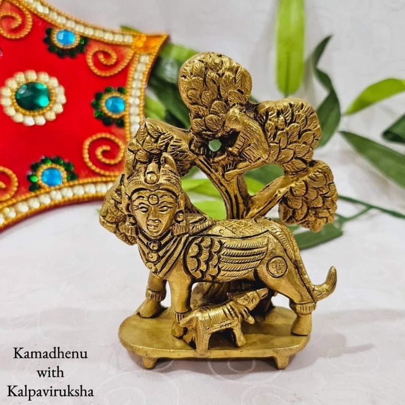 Kamadhenu with Kalpavriksha Tree / Karpaga VirutchamBrass Kamadhenu ...