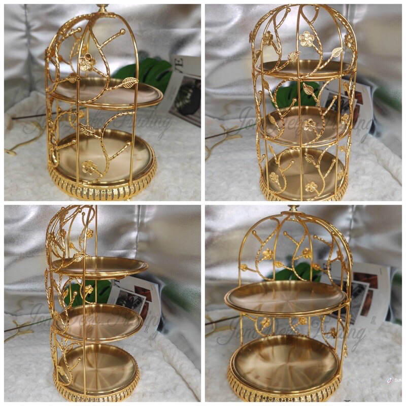 Dessert Tray GOLD Tier Fruit Holder Hi Tea Rack Sarang Burung Exclusive ...