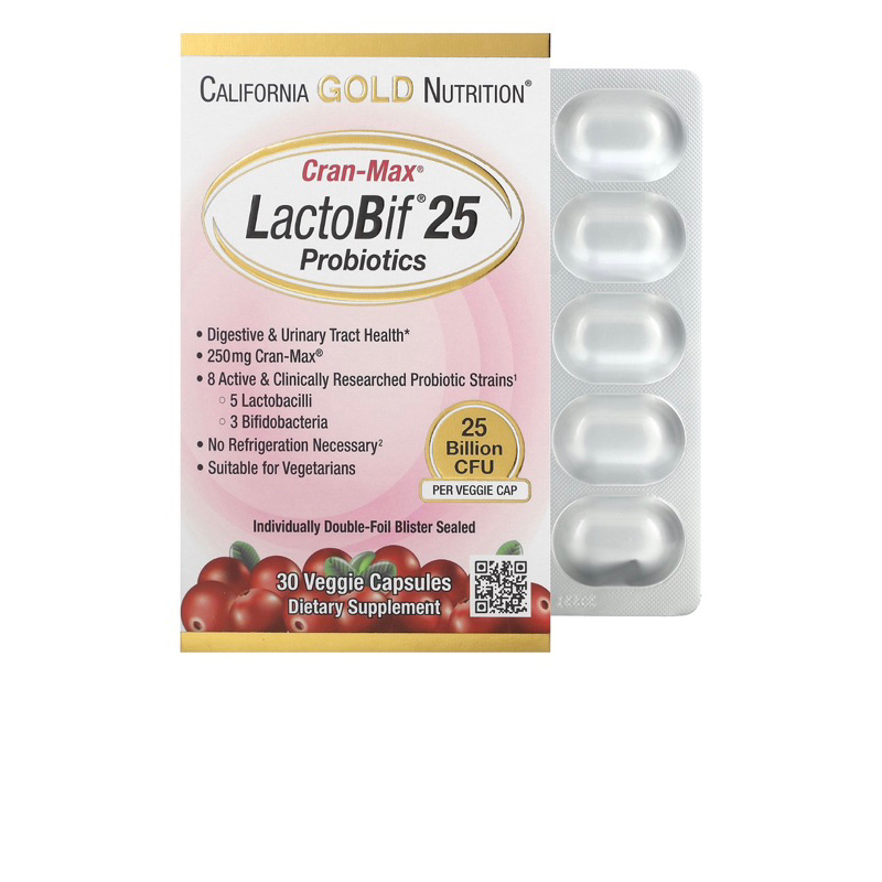 California Gold Nutrition Cranmax Lactobif Probiotic 25 Billion CFU 30 ...