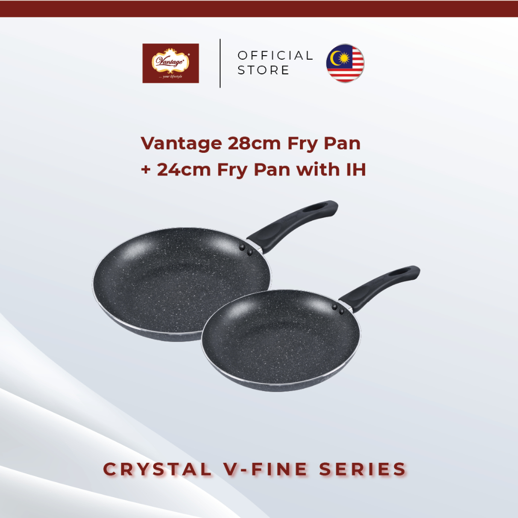 [Bundle]Vantage Crystal V-Fine 2 in 1 Frying Pan with IH (24cm + 28cm) Pan suit to all cooker ...