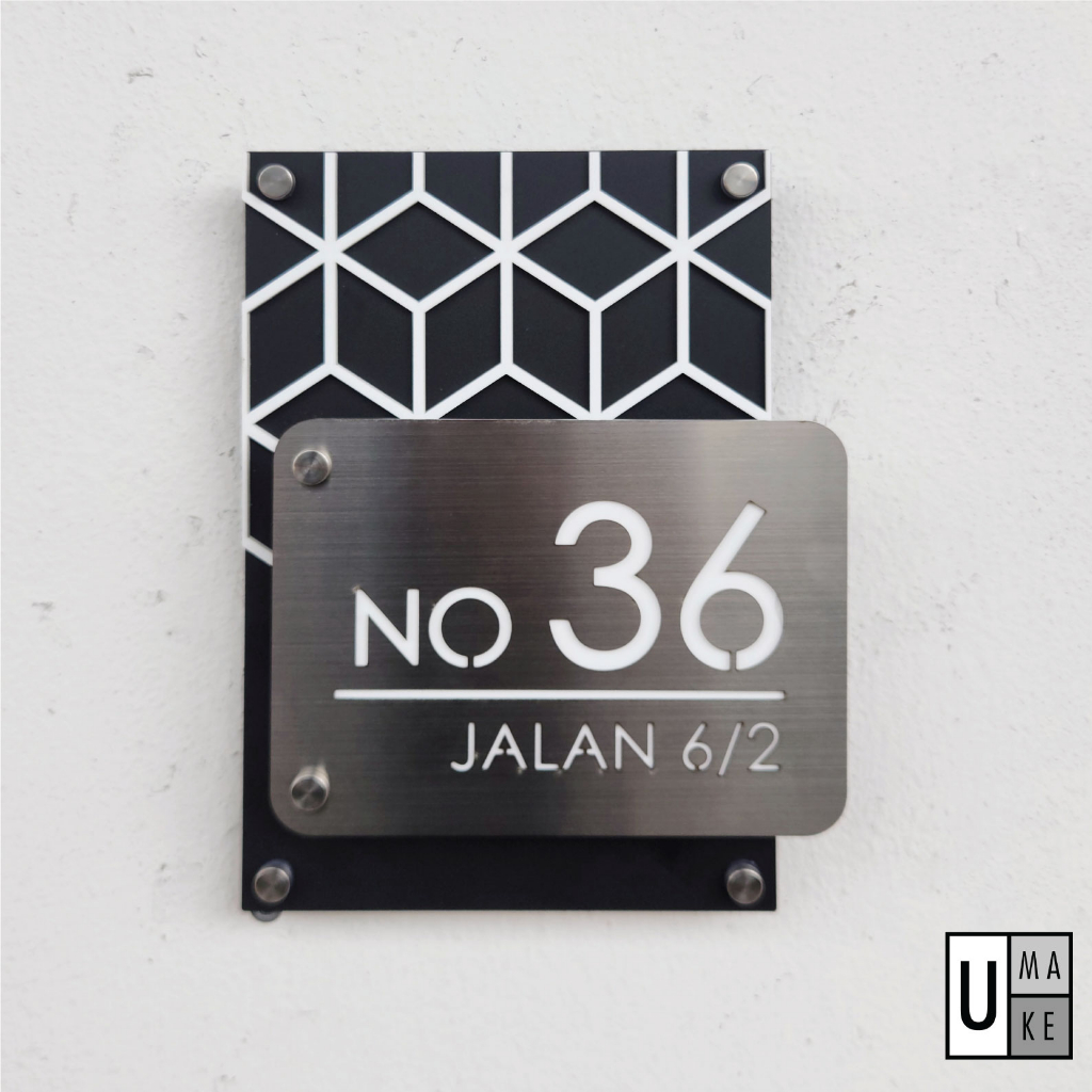 Stainless Steel Artisan House Number Plate | Home decor | Tanda Rumah ...