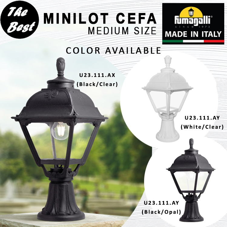 FUMAGALLI MINILOT CEFA (M Size) E27 Black White Gate /Pillar Top ...