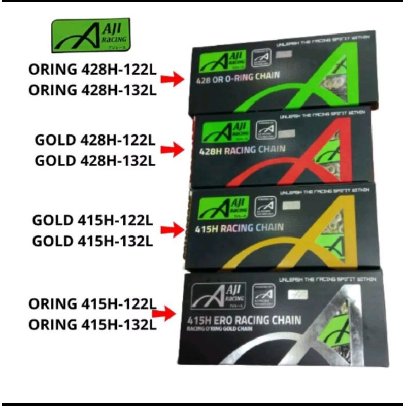 AJI RACING 🔥 CHAIN RANTAI GOLD MOTOR panjang 415H / 428H 132L O-RING ...