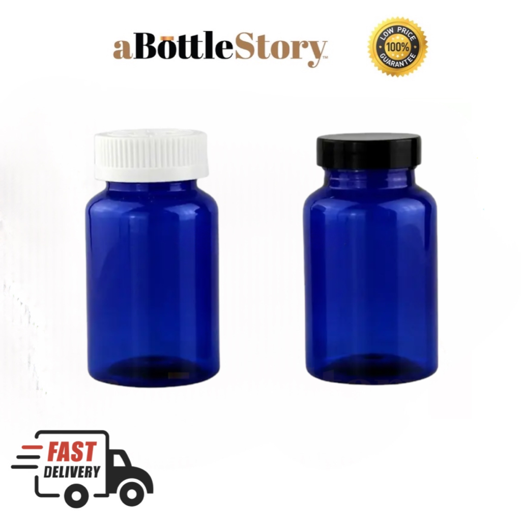 Tablet Medicine Pill Capsule Blue/White PET Bottle Storage with inner ...