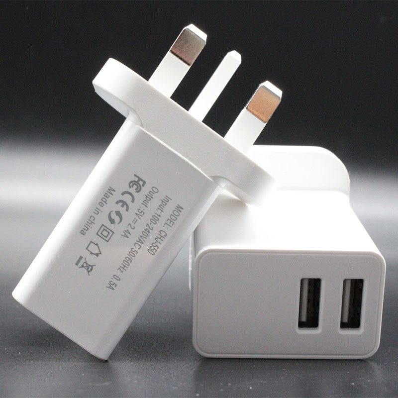 USB two ports Power Adapter Phone Charger USB UK 3 Pin Regulatory 5V 2A ...