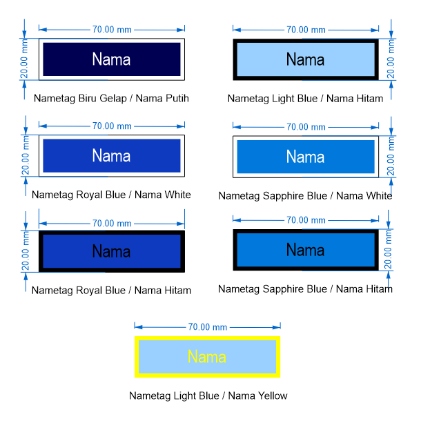 Blue Nametag, Multiple Thread Color, Tanda Nama Tanah Biru, Tulisan ...