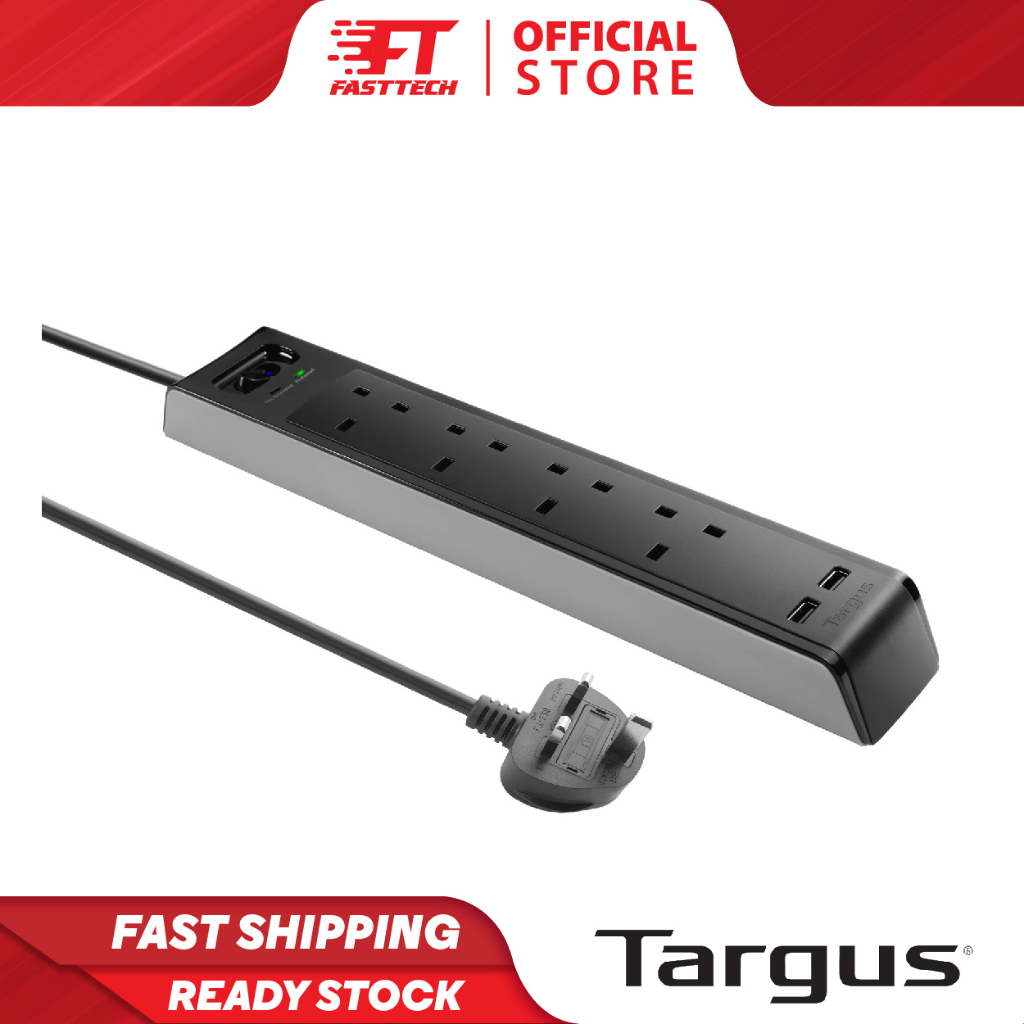 [New Model] TARGUS APS10AP Surge Protector with 2 USB Ports, 4 Surge ...