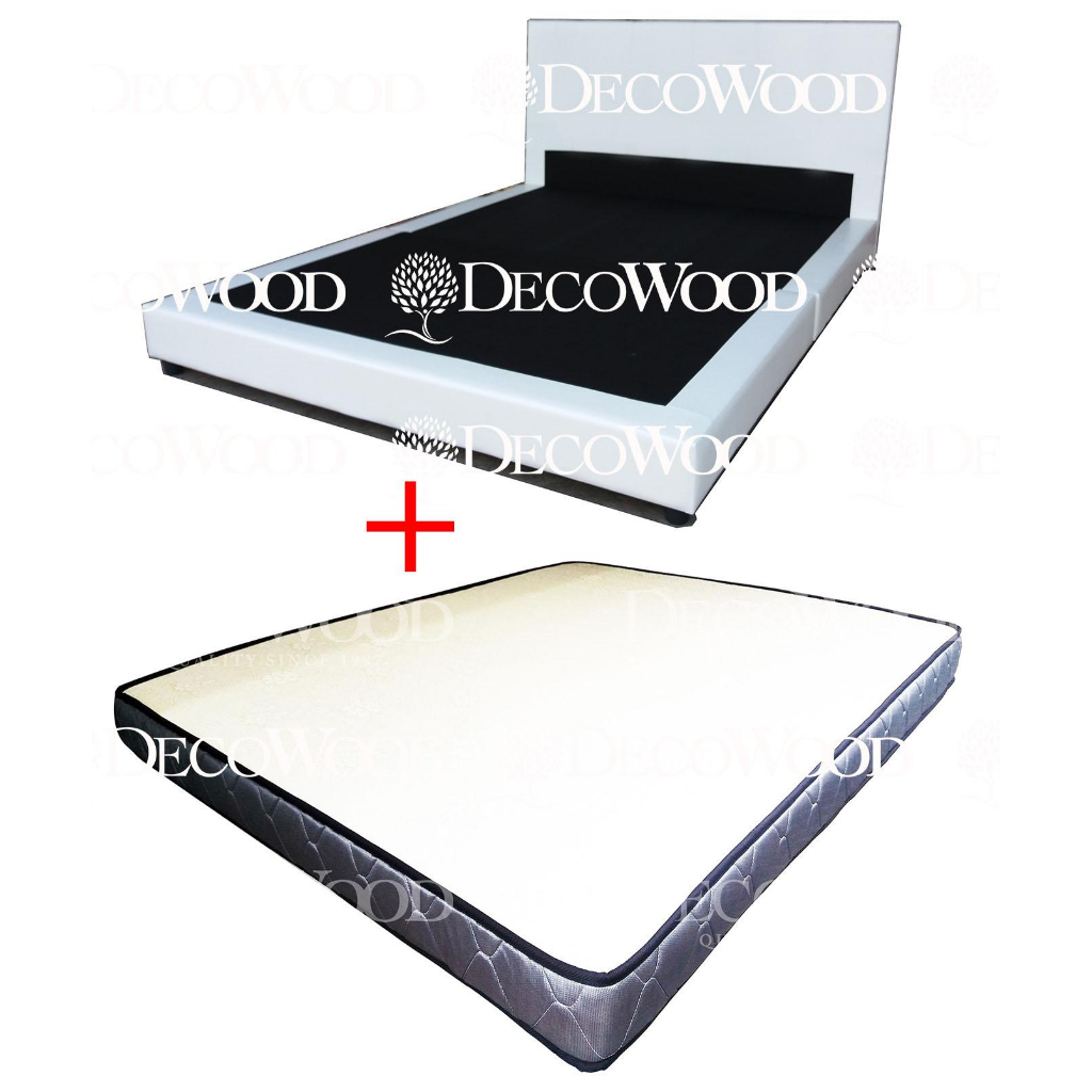 Snowy Queen Divan Bed with 4-Inch Queen Size Mattress (Bed + Mattress ...