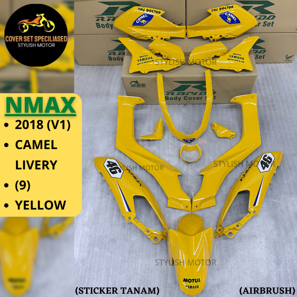 (STICKER TANAM/AIRBRUSH) RAPIDO BODY COVER SET YAMAHA NMAX150 V1 2018 ...