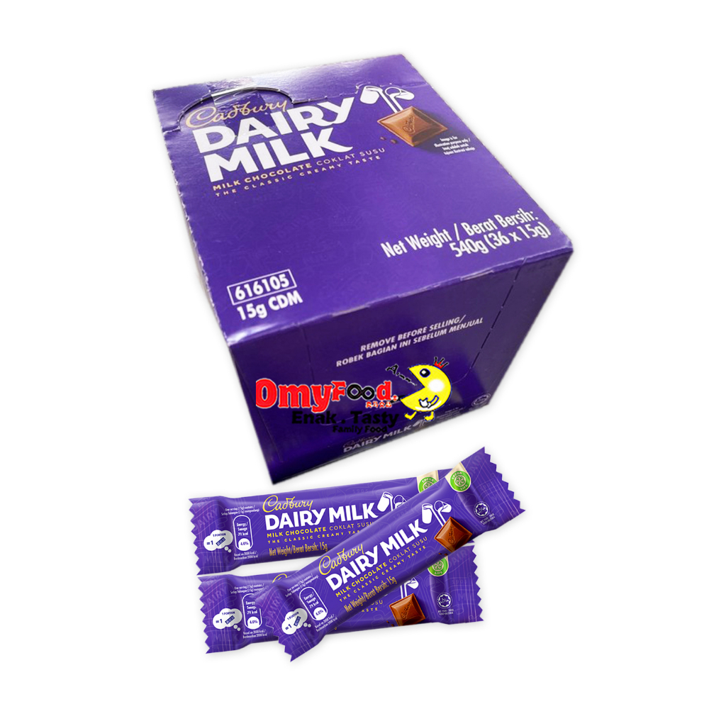 37g x 24pcs / 15g x 36pcs (1box)Cadbury Dairy Milk Chocolate [Plain/Fruit & Nut/Roast Almond ...