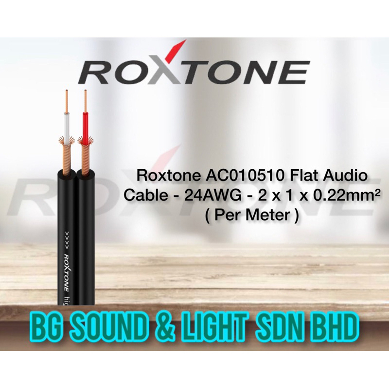 Roxtone AC010510 Flat audio cable - 24AWG - 2 x 1 x 0.22mm² ( Per Meter ...