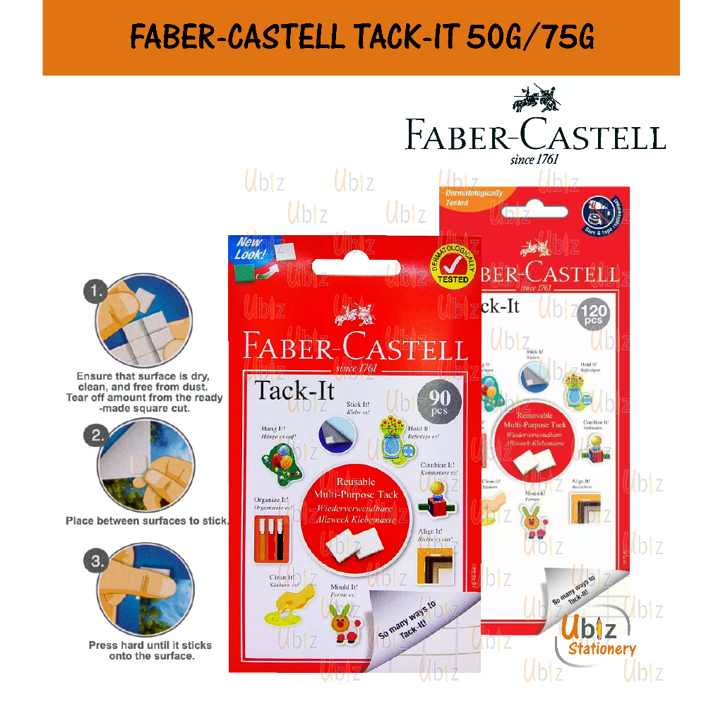 Faber-Castell Tack-It/ Reusable Self Adhesive (90pcs/120pcs) | Shopee ...