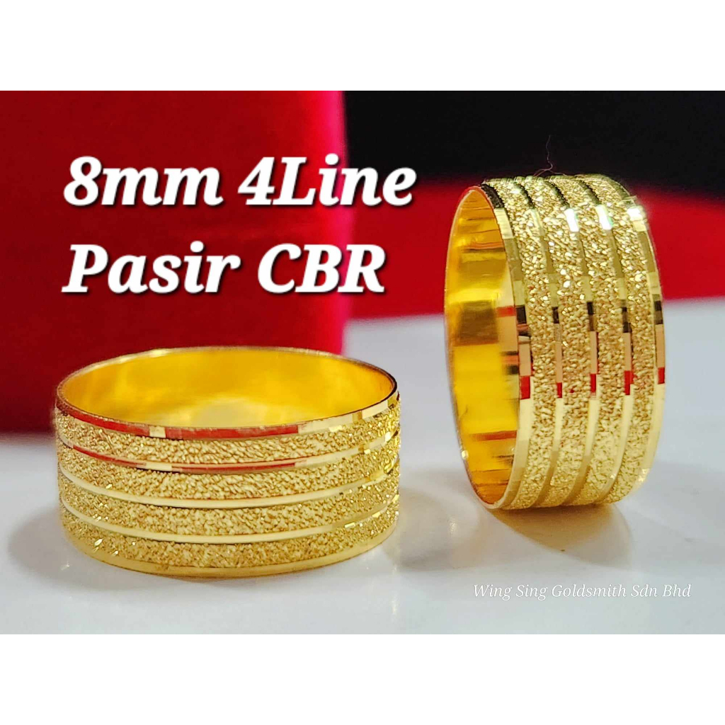 Wing Sing Cincin Belah Rotan 8mm 4 Line Pasir Padu Fesyen Bajet Emas 916 916 Sandy CBR Fashion ...